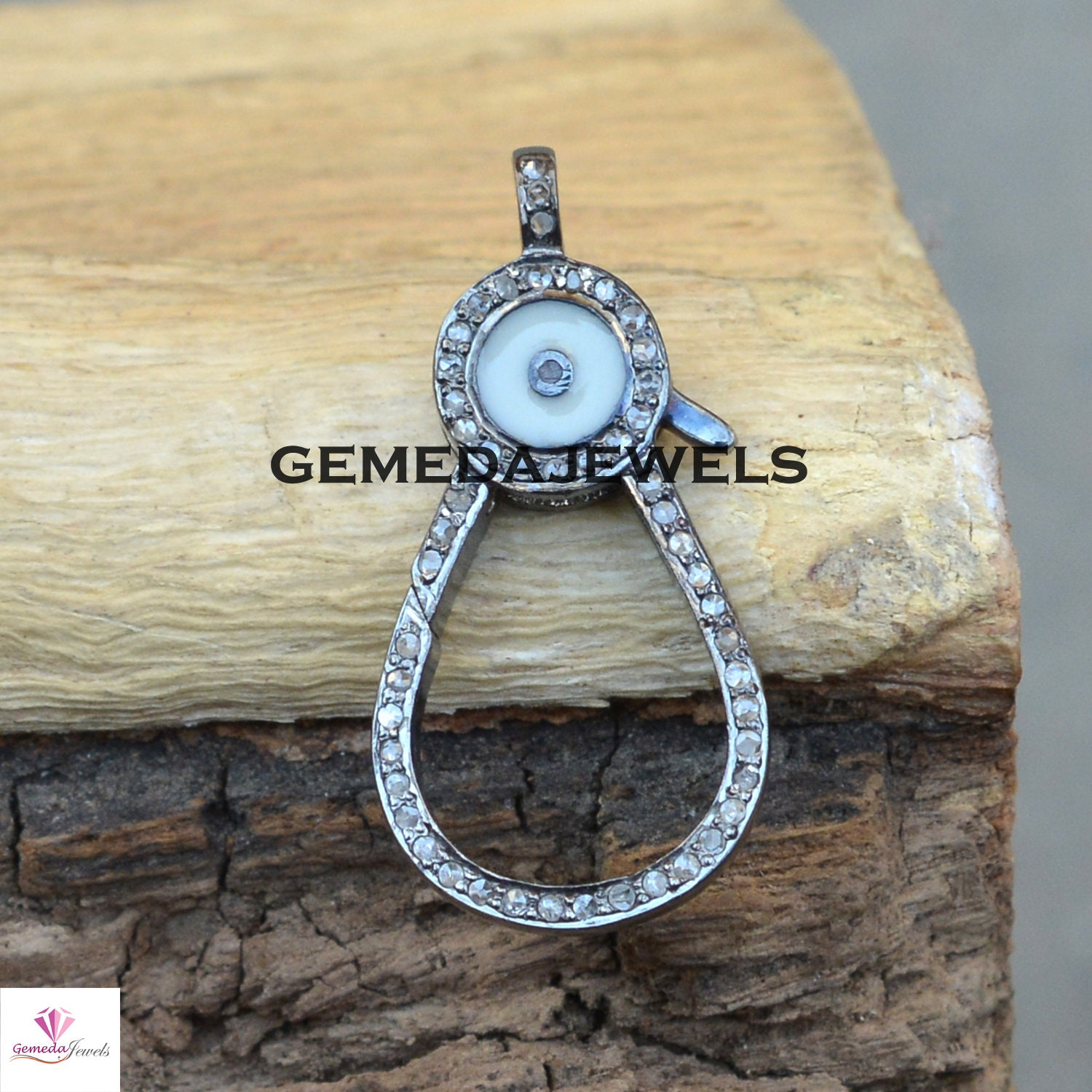 Pave Diamond Clasp Lock Enamel Silver Lock 925 Silver - Etsy