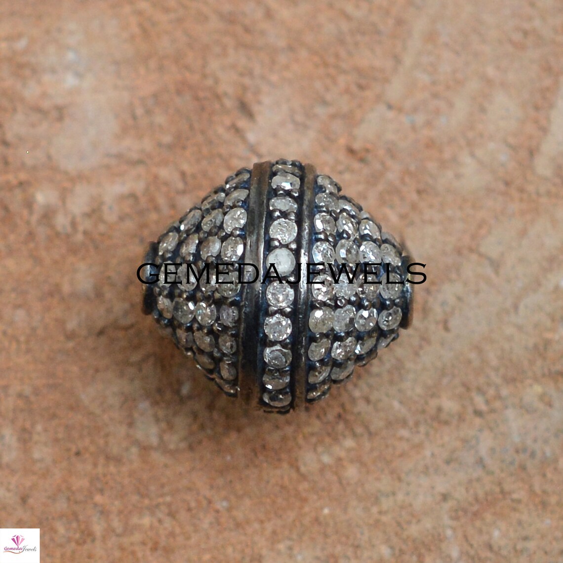 Genuine Pave Diamond Beads Diamond Finding Beads Sterling | Etsy