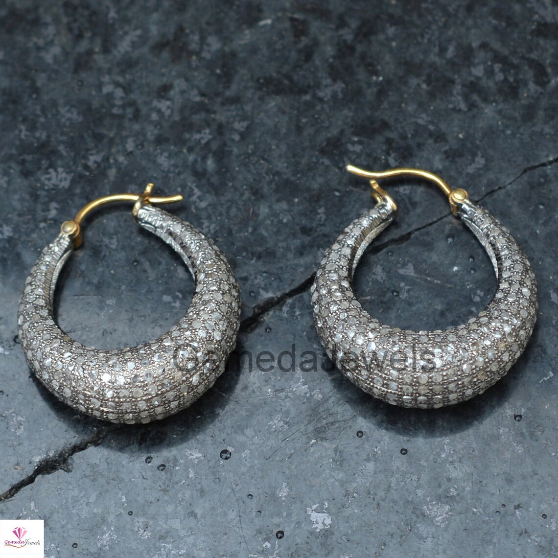 6.24cts Pave Diamond Earrings 925 Silver Jewelry 14k Gold - Etsy
