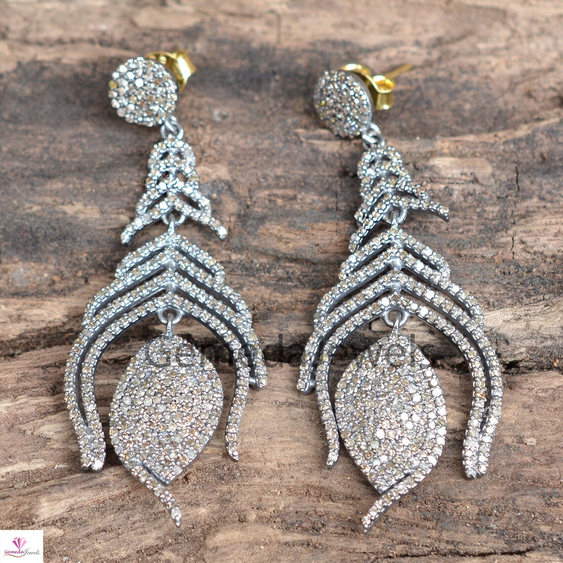 3.40cts Pave Diamond Earrings 14k Gold Earring Pave Diamond - Etsy