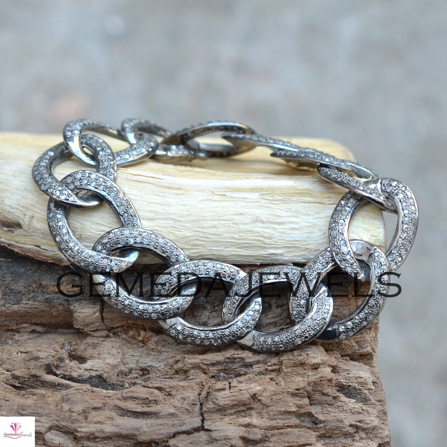 Pave Diamond Bracelet Pave Diamond Jewelry Sterling Silver - Etsy