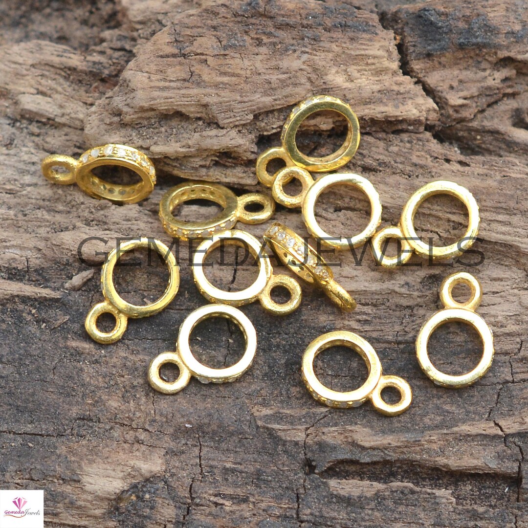 10 Pcs Lot Pave Diamond Bail, 925 Silver Gold Plated Finding Jewelry ...