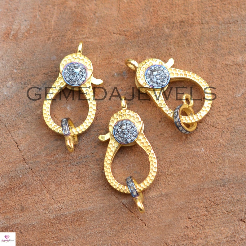 Sale Pave Diamond Clasp Lock 925 Silver Jewelry Gold | Etsy