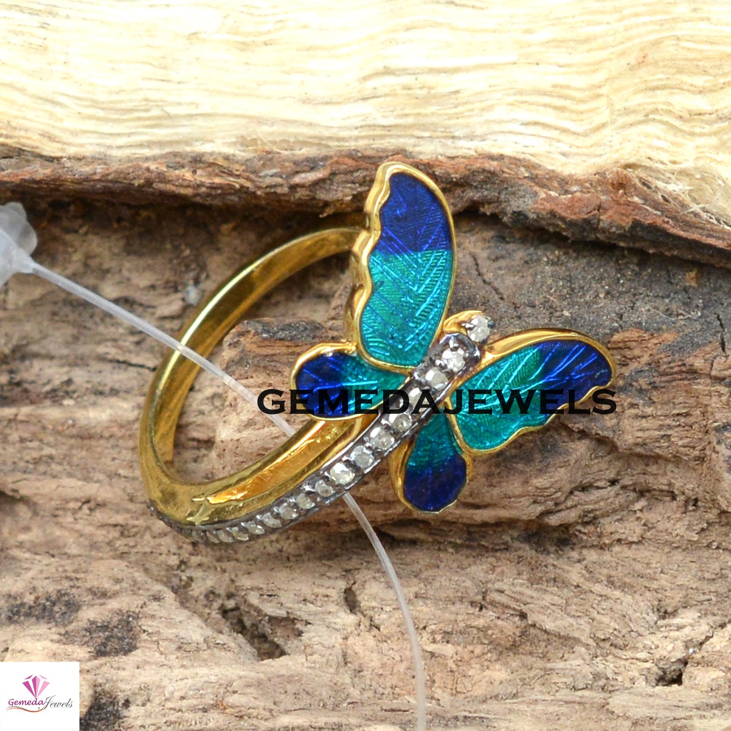 Sale Pave Diamond Butterfly Ring Enamel Butterfly Ring - Etsy