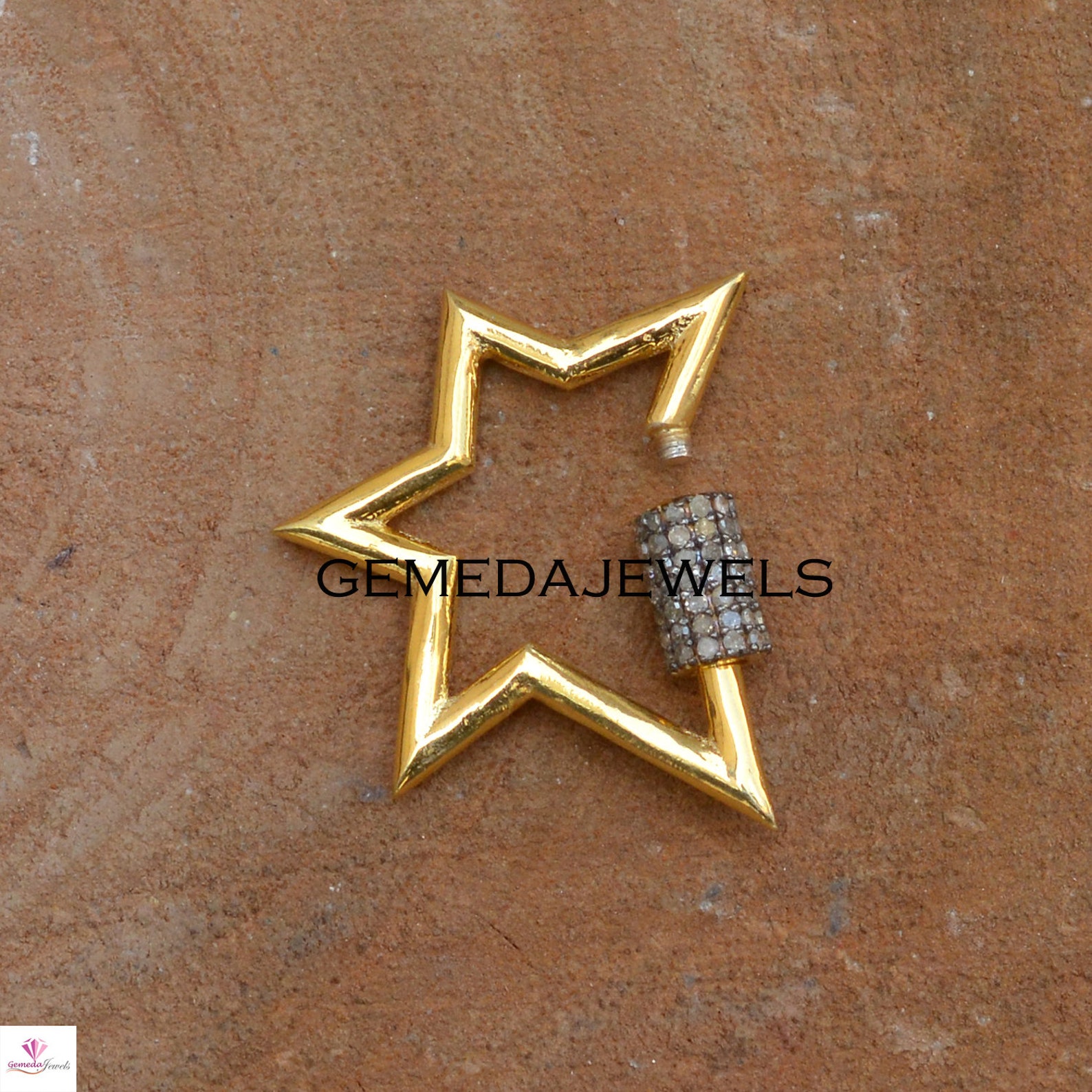 Genuine Pave Diamond Carabiner Lock Diamond Silver Jewelry - Etsy