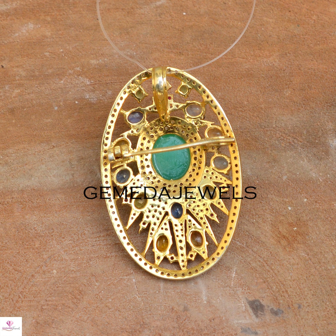 Chrysoprase Gemstone Brooch Multi Gemstone Brooch Pendant - Etsy