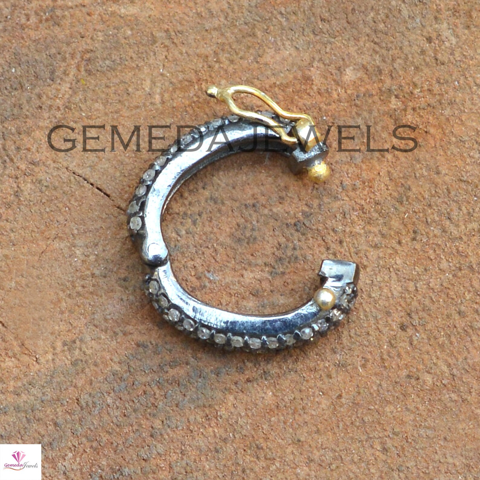 Sterling Silver Lock Pave Diamond Lobster Clasp 14k Gold - Etsy