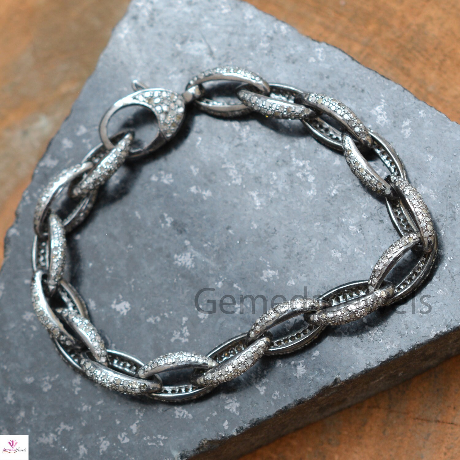 925 Silver Bracelet Genuine Pave Diamond Bracelet Diamond - Etsy