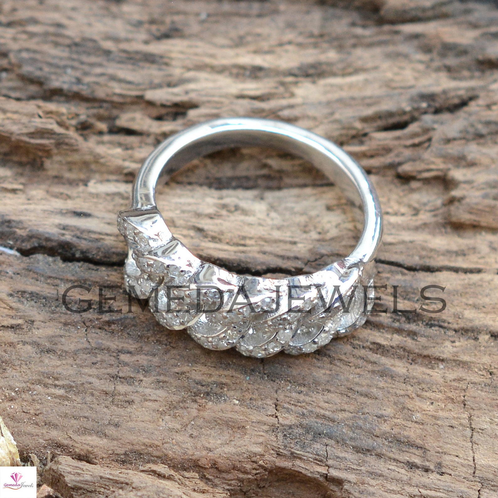 Sale Pave Diamond Ring 925 Sterling Silver Jewelry Diamond - Etsy
