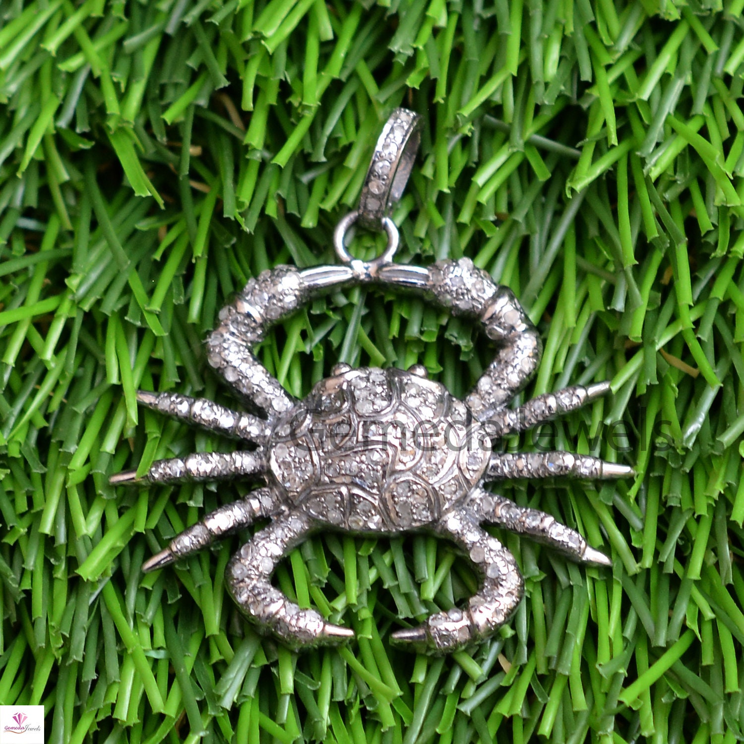 Sale Pave Diamond Crab Pendant Silver Diamond Crab Jewelry | Etsy