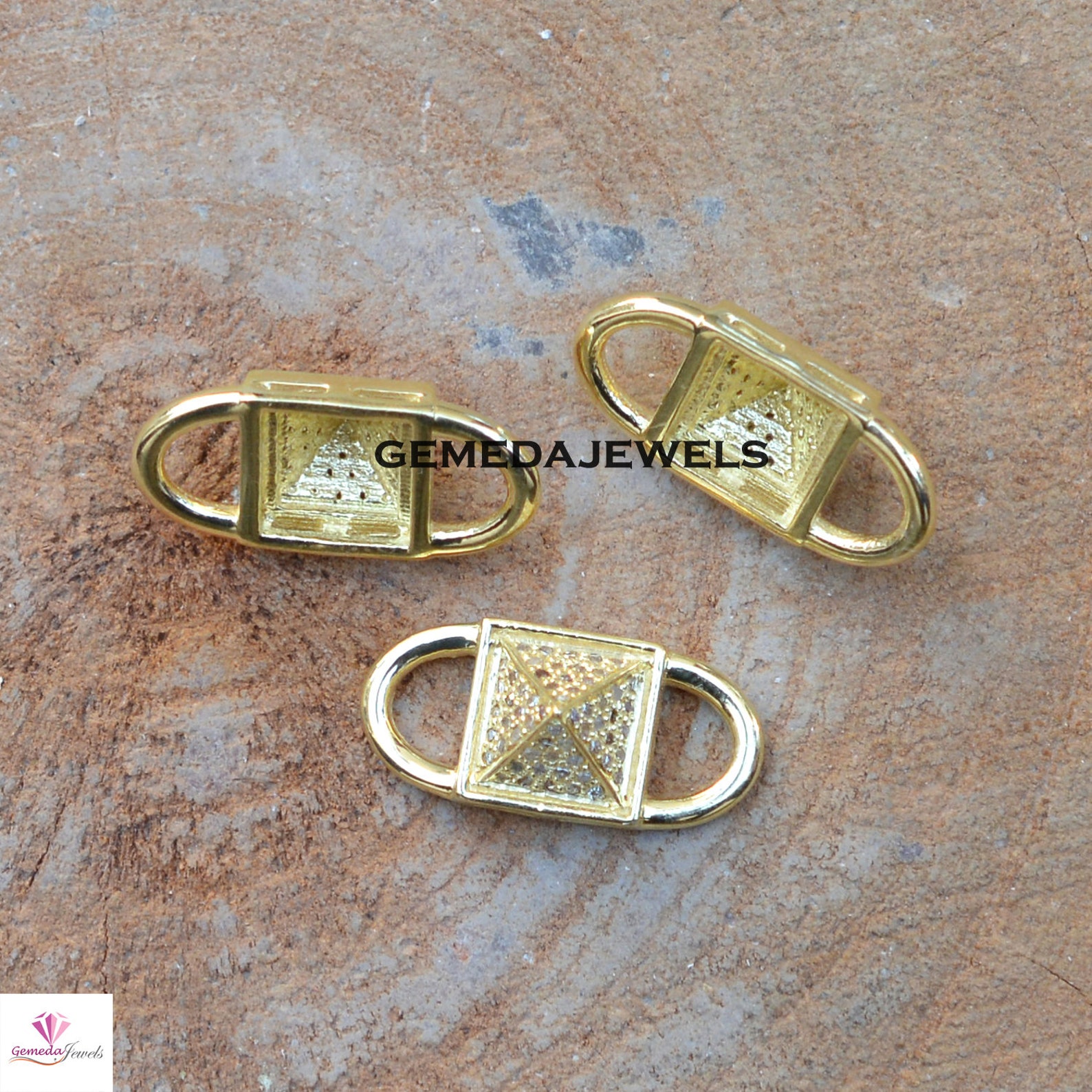 Pave Diamond Connector Double Loop Connector 925 Silver | Etsy