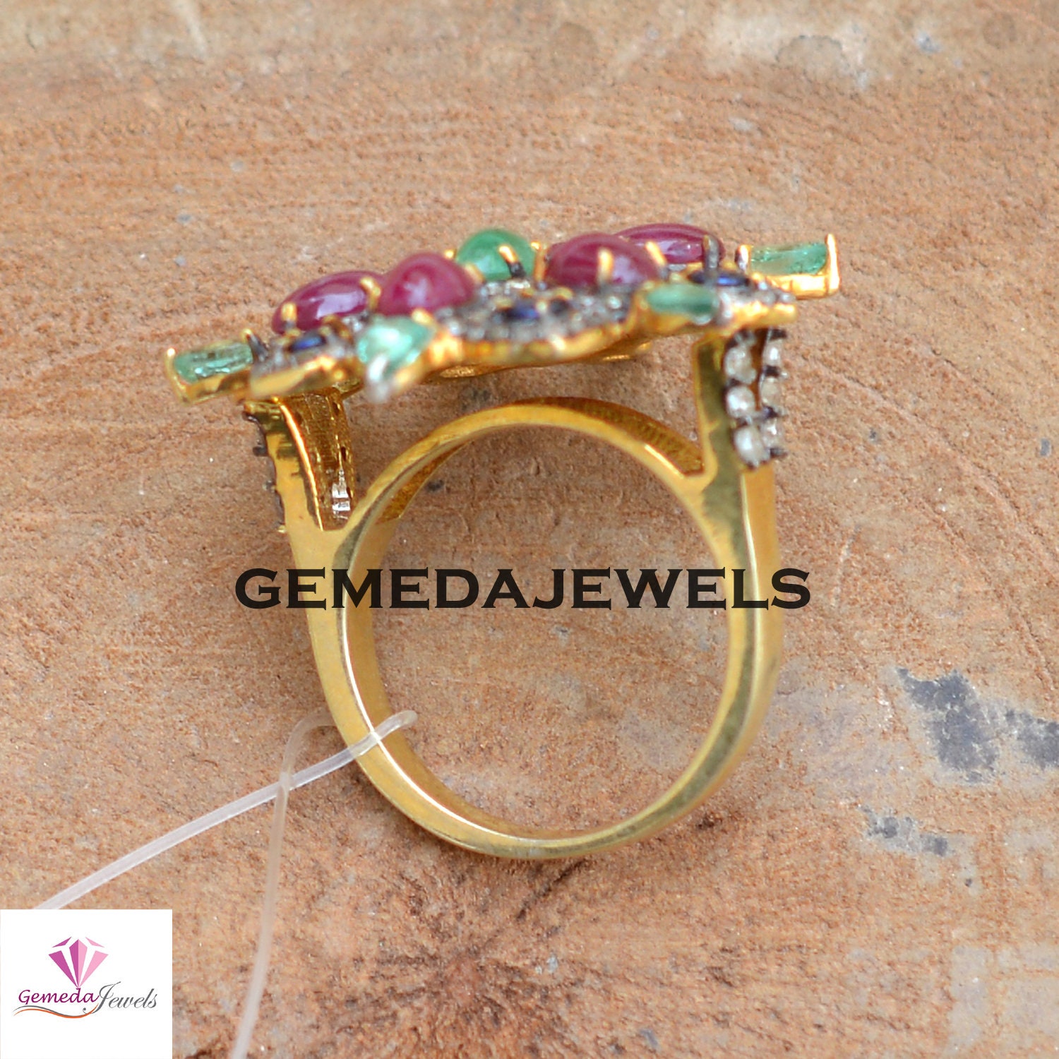 Multi Gemstone Flower Ring 925 Sterling Silver Ring Gemstone - Etsy