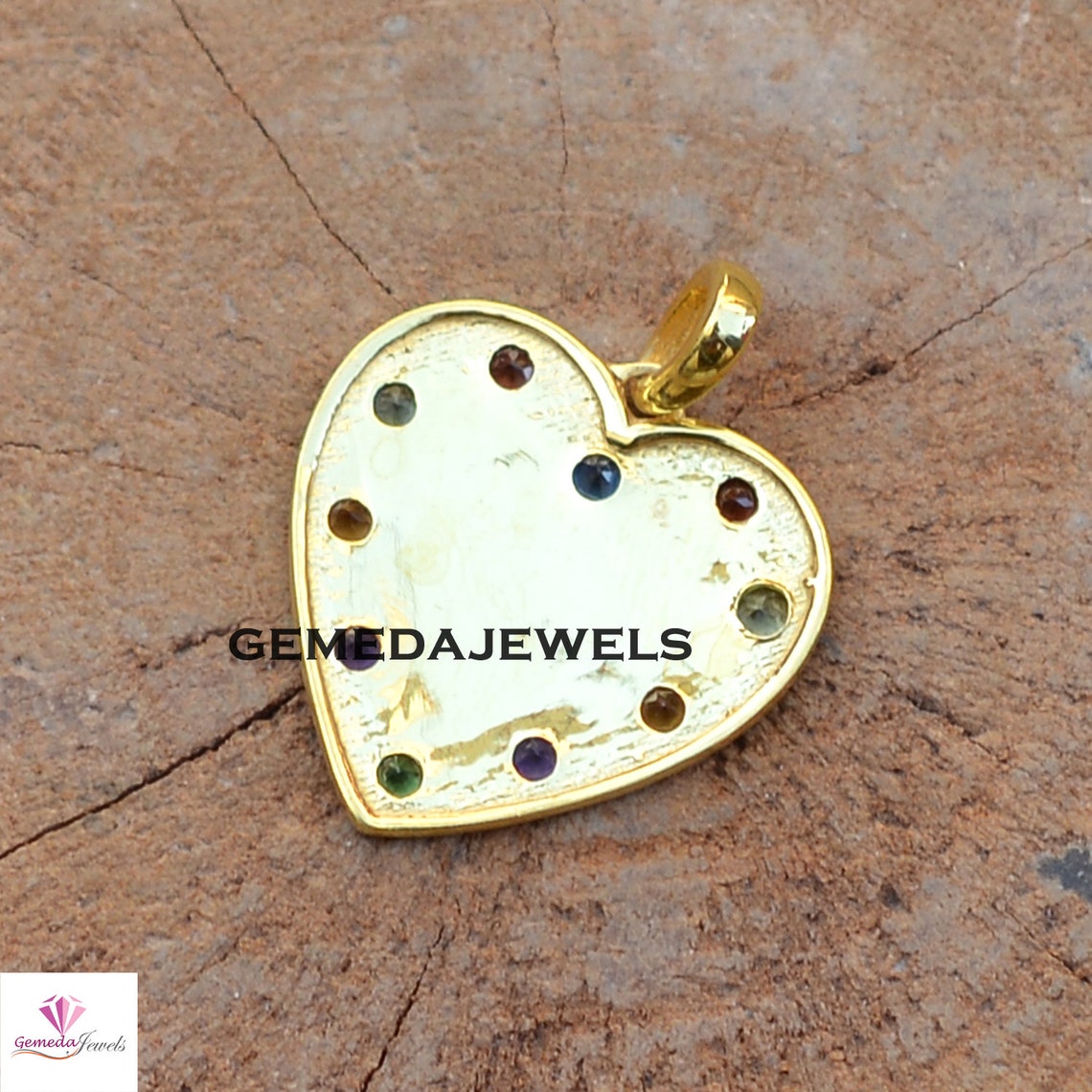 Sale Multi Gemstone Heart Pendant Gemstone 925 Silver | Etsy