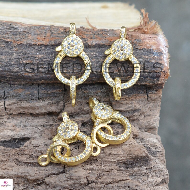 Yellow Gold Vermeil Diamond Lobster Clasp: 925 Silver Jewelry Finding ...