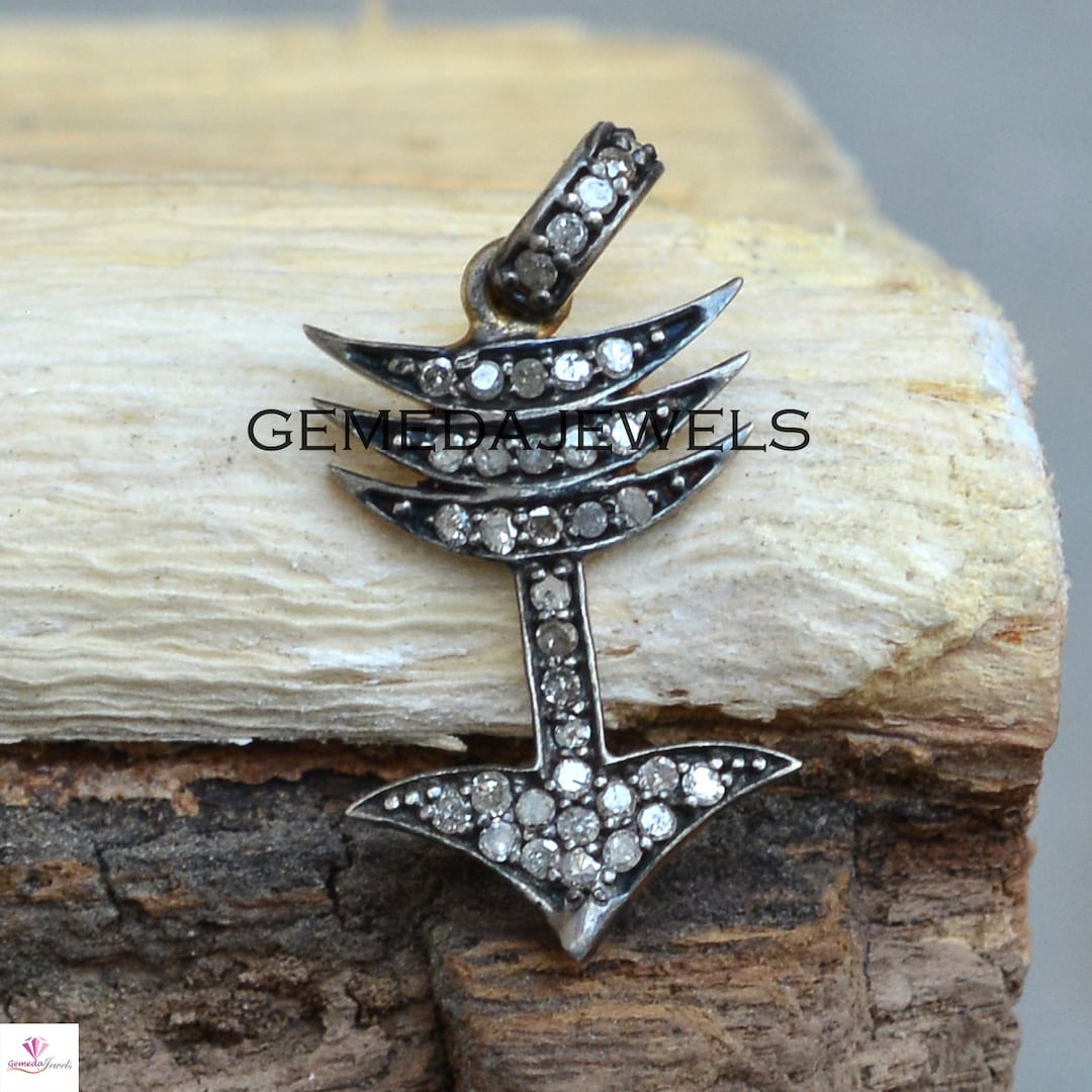 Pave Diamond Arrowhead Pendant Necklace: Sterling Silver, 16" Chain - Etsy