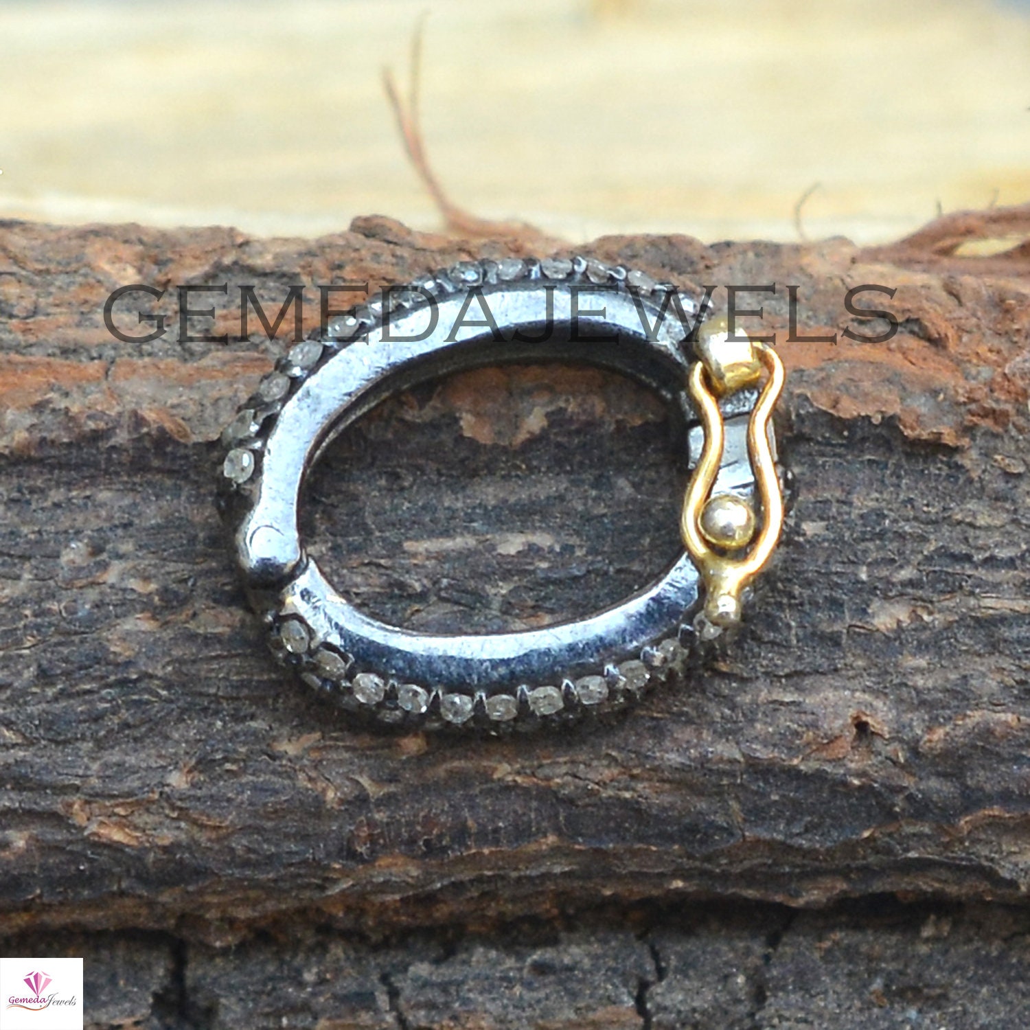 Sterling Silver Lock Pave Diamond Lobster Clasp 14k Gold - Etsy