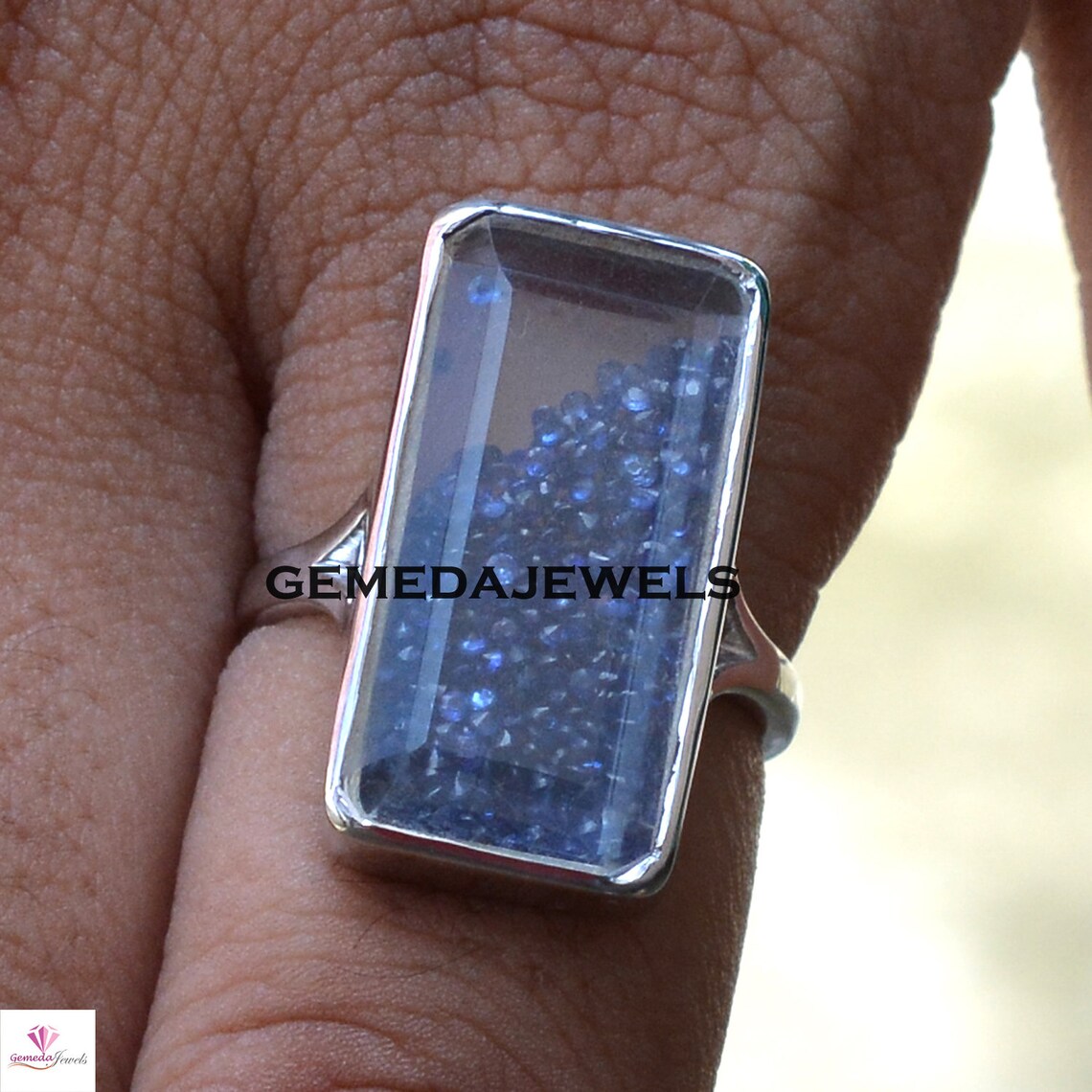 Crystal Quartz Ring 14k White Gold Ring Sapphire Gemstone - Etsy