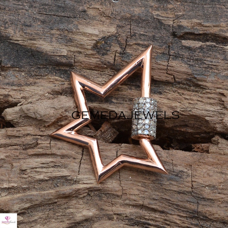 Genuine Pave Diamond Carabiner Lock Diamond Silver Jewelry - Etsy