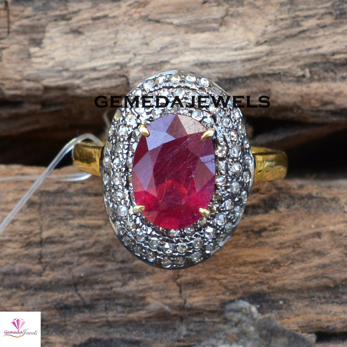 Ruby Gemstone Ring Pave Diamond Jewelry Gemstone Ring - Etsy
