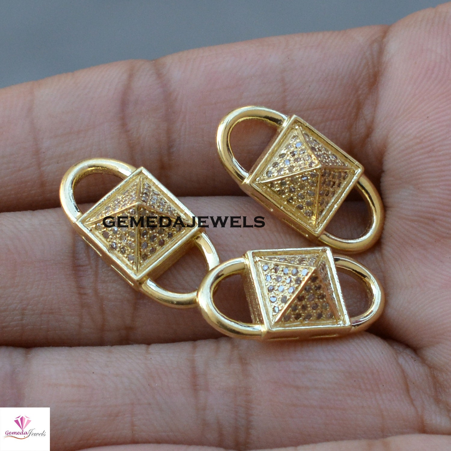 Pave Diamond Connector Double Loop Connector 925 Silver | Etsy