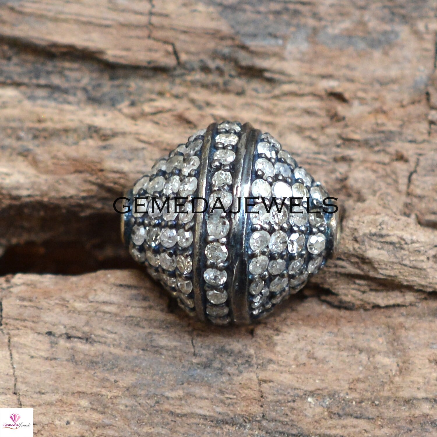 Genuine Pave Diamond Beads Diamond Finding Beads Sterling | Etsy