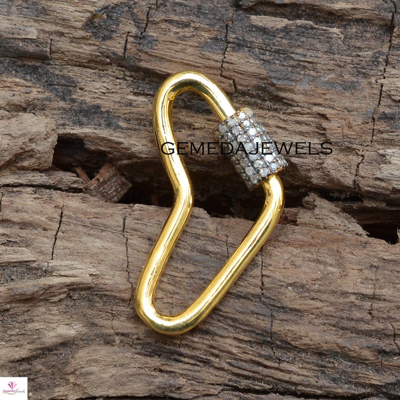 Sale Pave Diamond Carabiner Lock Sterling Silver Jewelry - Etsy