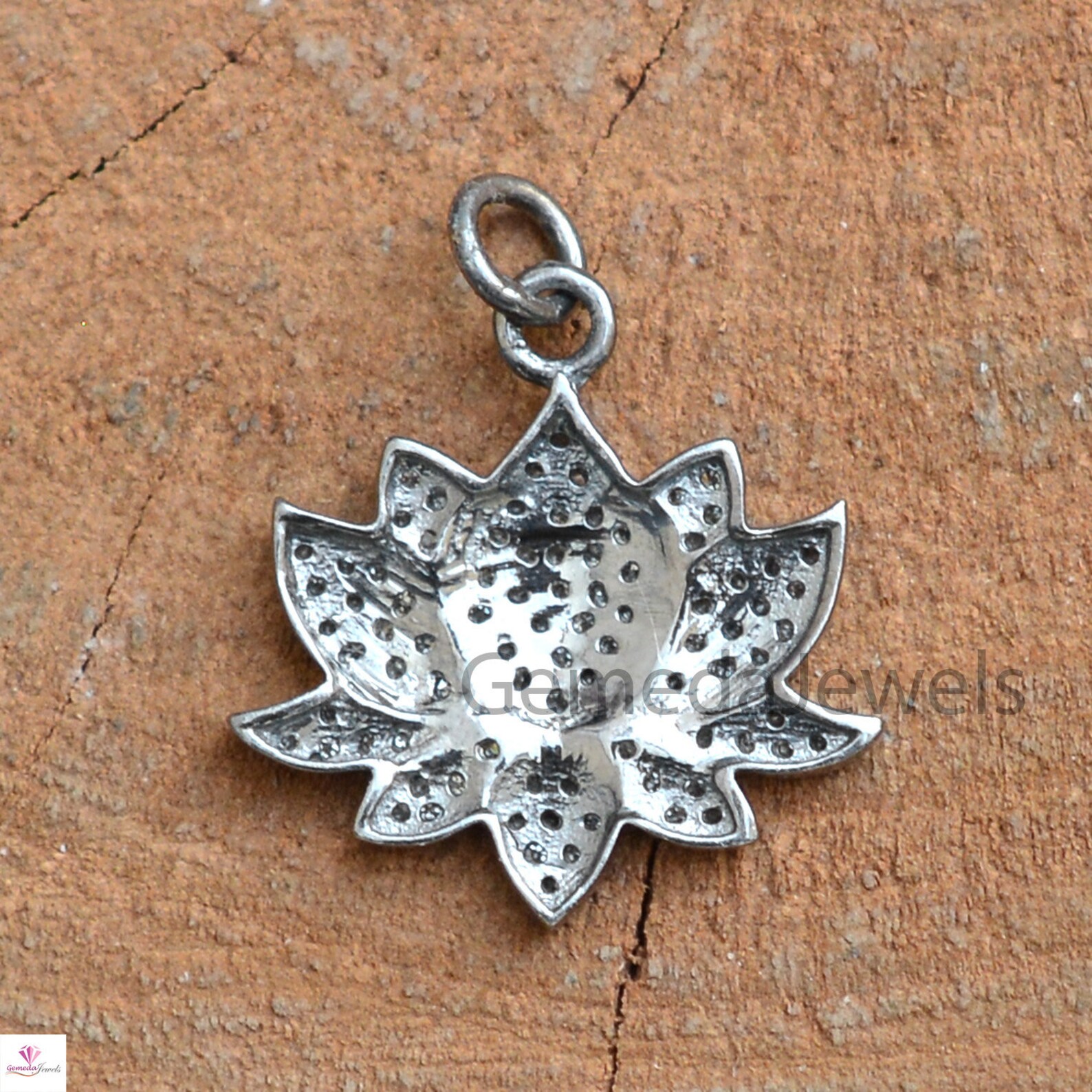 Pave Diamond Lotus Flower Pendant 925 Sterling Silver - Etsy