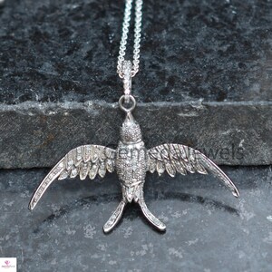 Halloween Jewelry!! Pave Diamond Eagle Pendant, 925 Sterling Silver ...