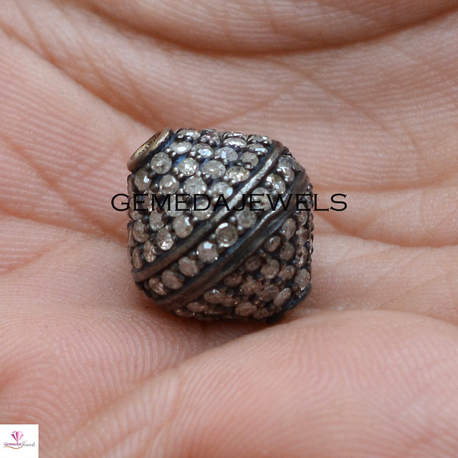 Genuine Pave Diamond Beads Diamond Finding Beads Sterling | Etsy