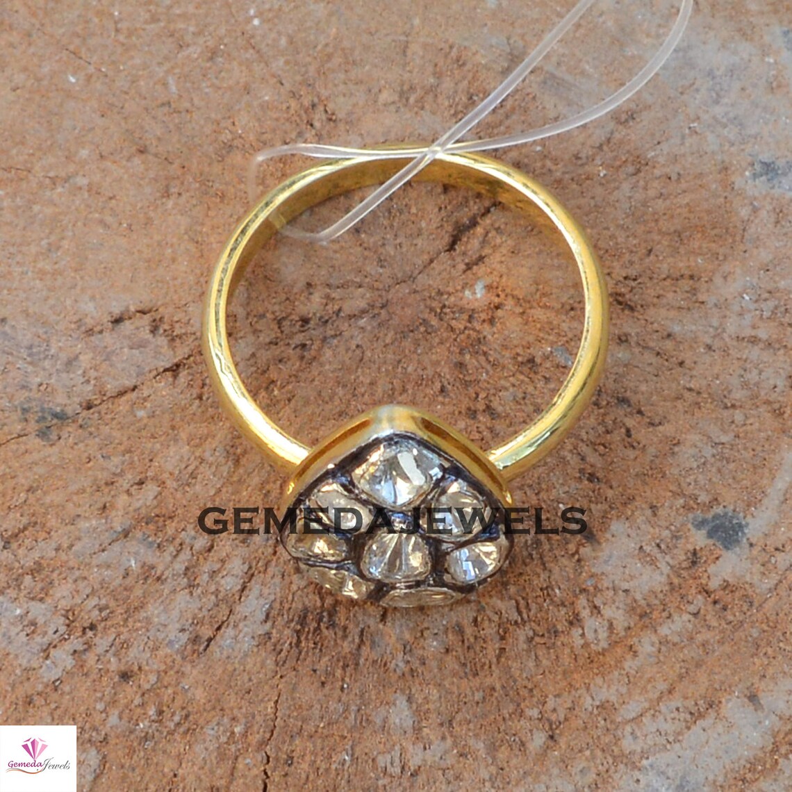 Polki Diamond Ring Gold Filled Silver Ring Polki Silver - Etsy