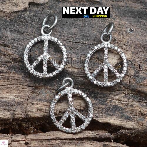 Genuine Pave Diamond Charms Pendant Peace Sign Diamond - Etsy