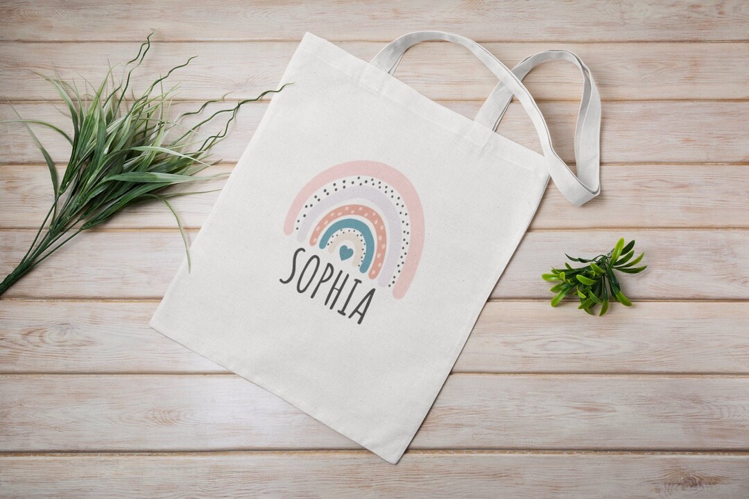 Personalized Tote Bag for Kids, Rainbow Kids Bag, Canvas Tote Bag for ...