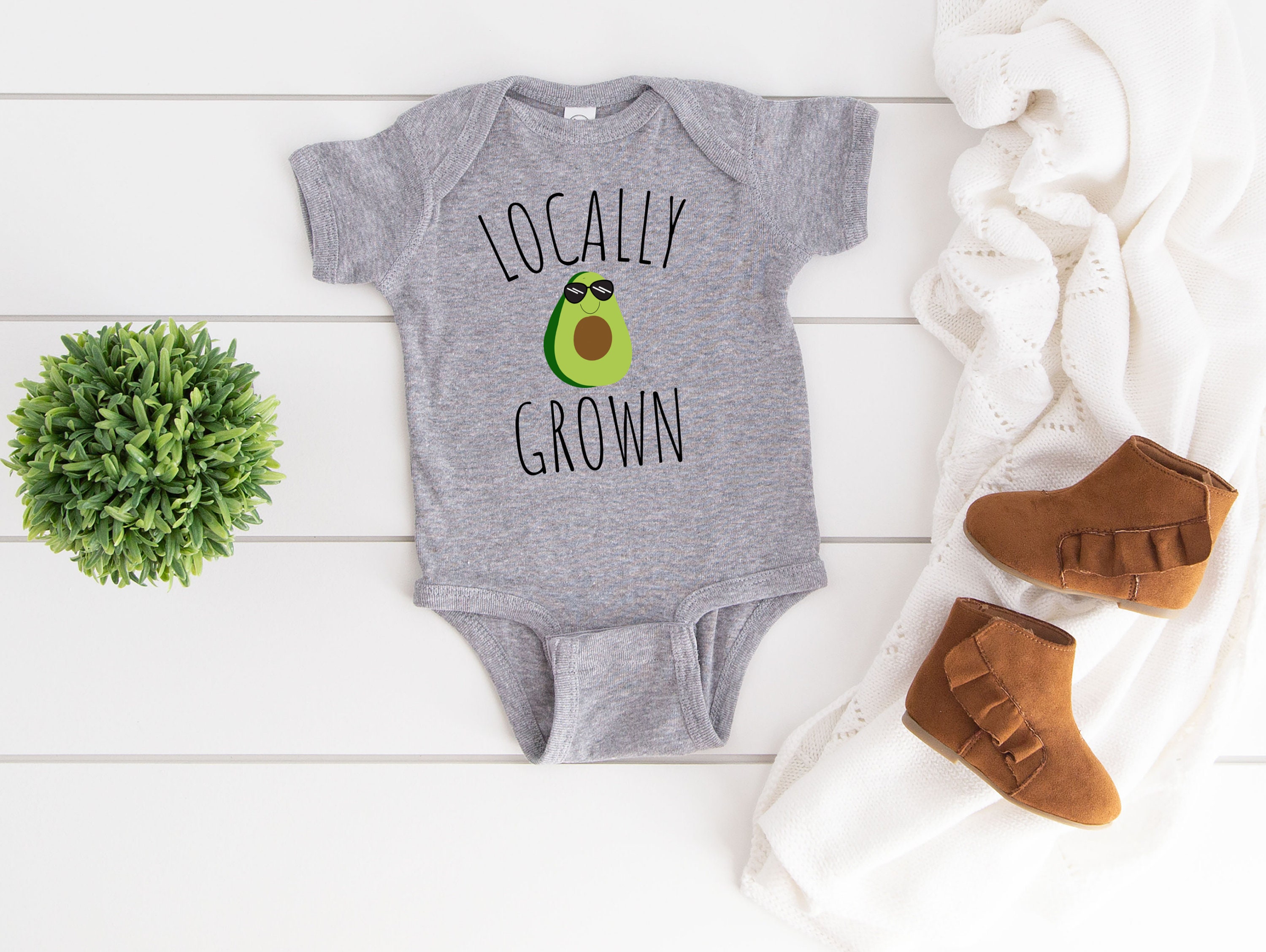 Locally Grown Baby, Avocado Shirt, Avocado Baby Clothes, Gender Neutral ...