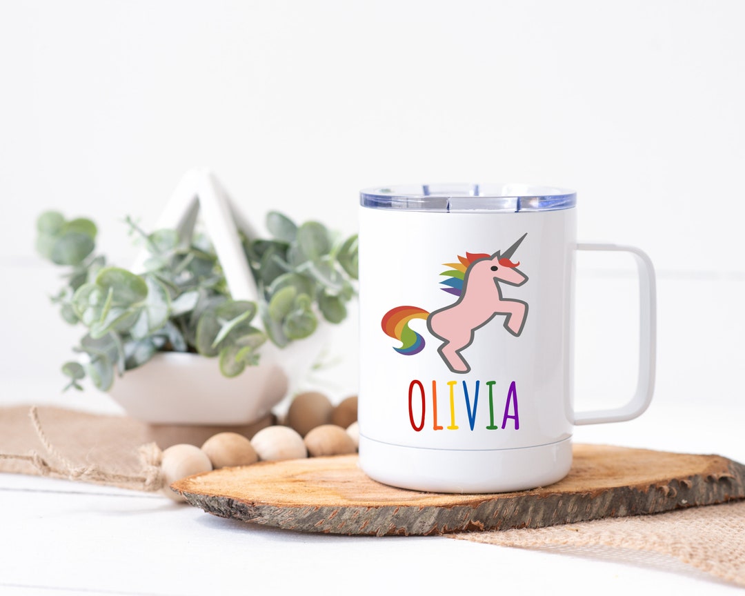 Personalized Kids Mug With Lid, Travel Mug for Kids, Unicorn Mug ...