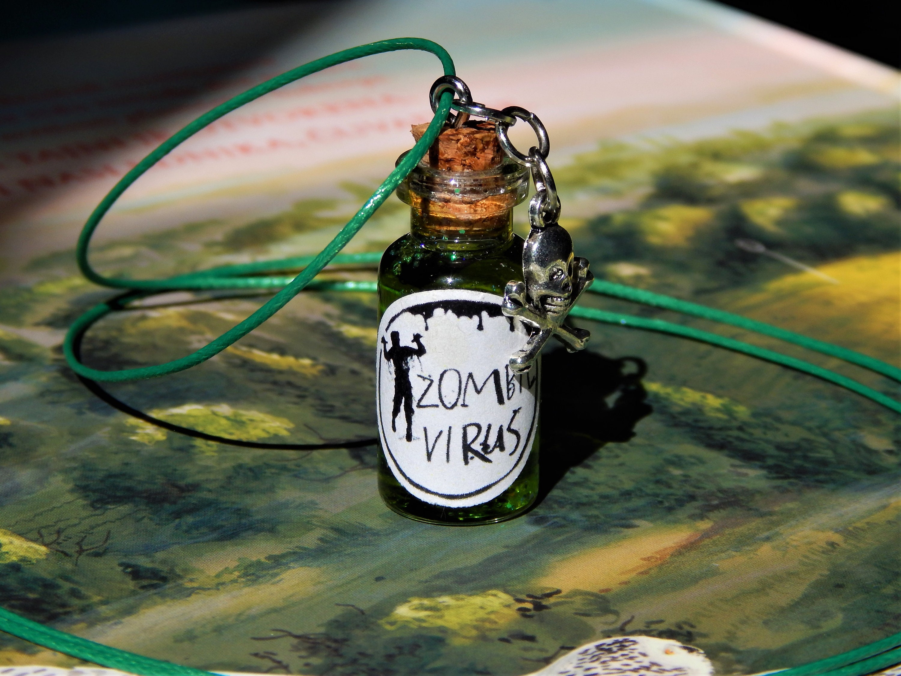 Zombie virus / Green / Slime / Glass Bottle Jewellery / | Etsy