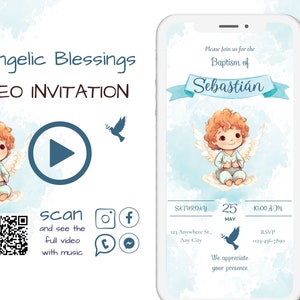 Kids Party E Invite, Angel Baptism Video Invitation, Personalized ...