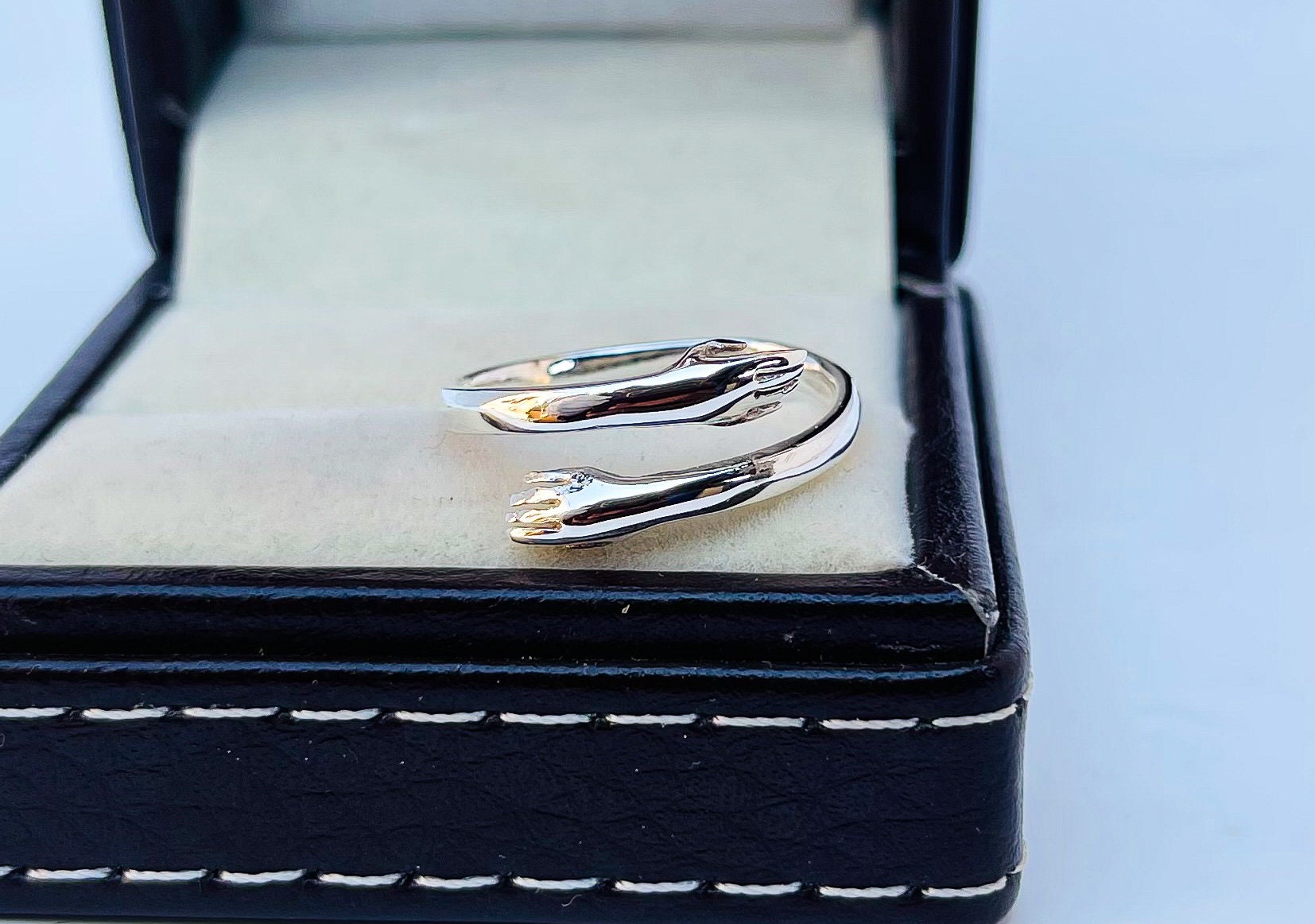 Silver Love Hugging Hand Stackable Ring Love Hug Ring Couple | Etsy