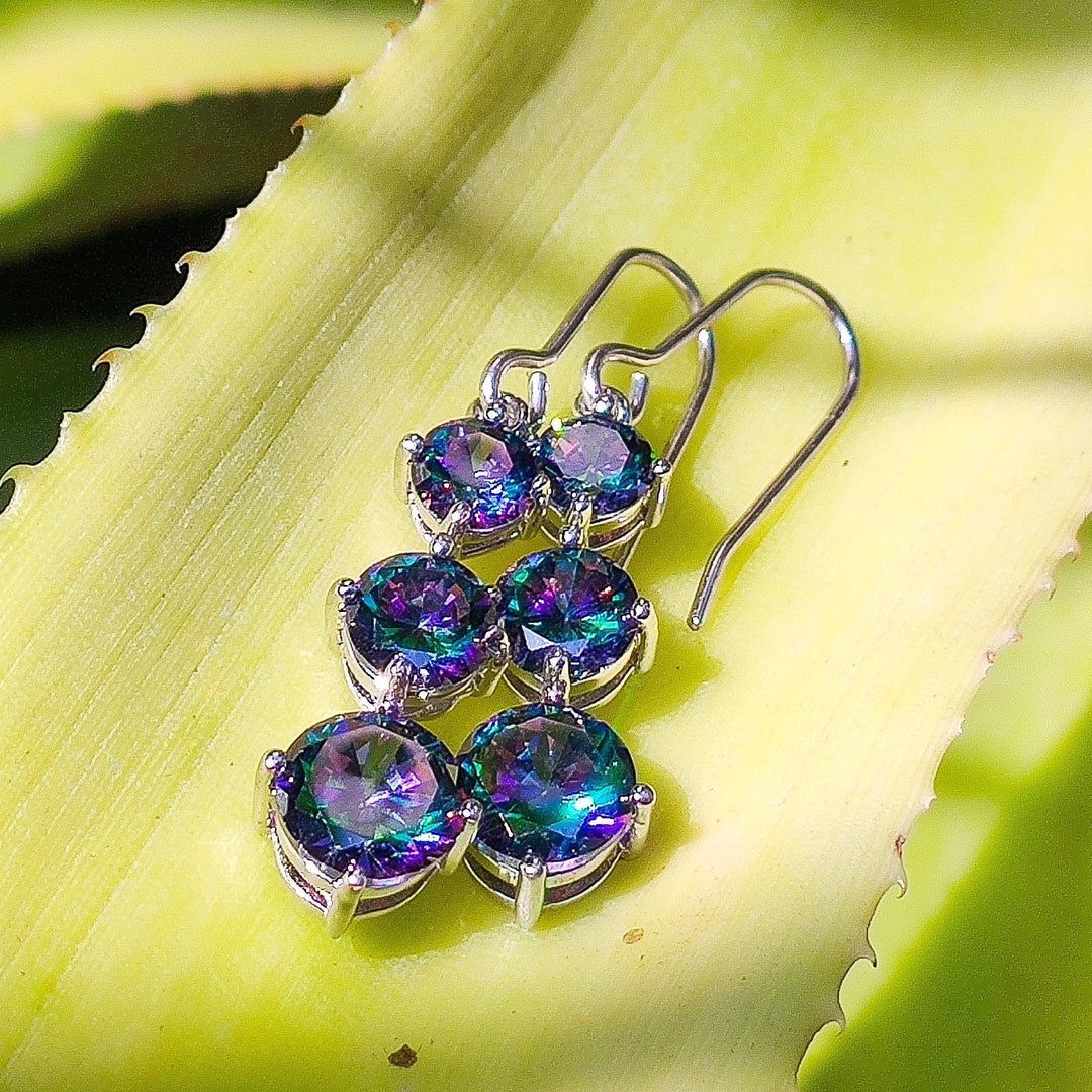 Dainty Mystic Topaz Earrings 925 Sterling Silver Handmade Earring