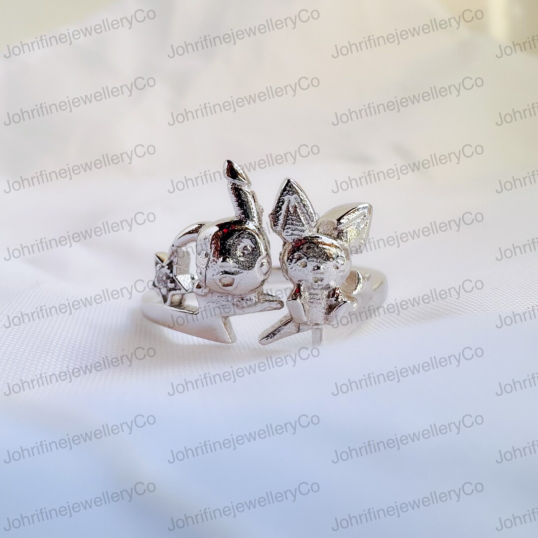 Pikachu and Pichu Ring-pikachu Ring-925 Sterling Silver - Etsy