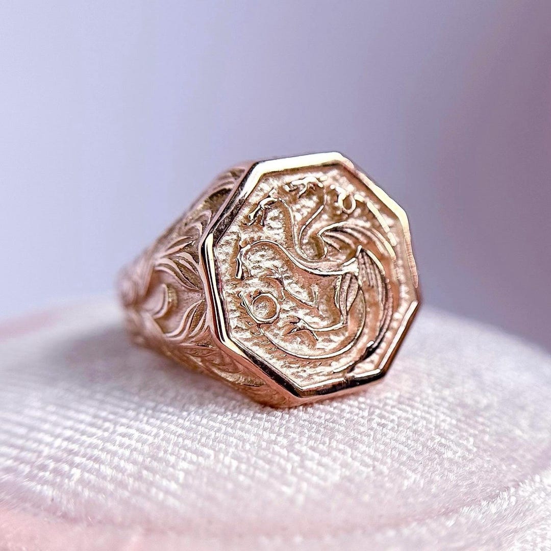 Engraved Game of Thrones Ring in Silver,daenerys Targaryen Dragon ...