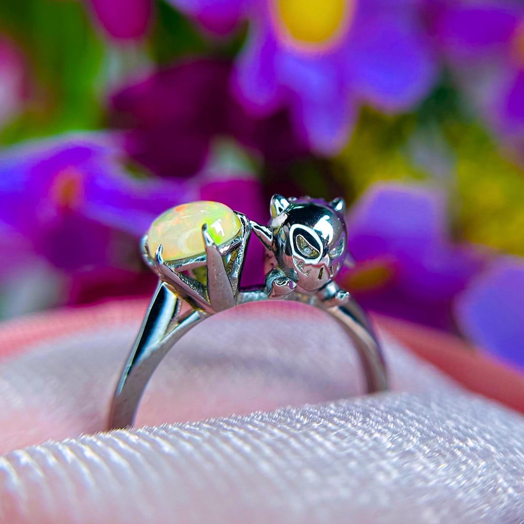 Opal Engagement Ring Pokemon Gengar Ring-gengar Ring-925 Sterling ...