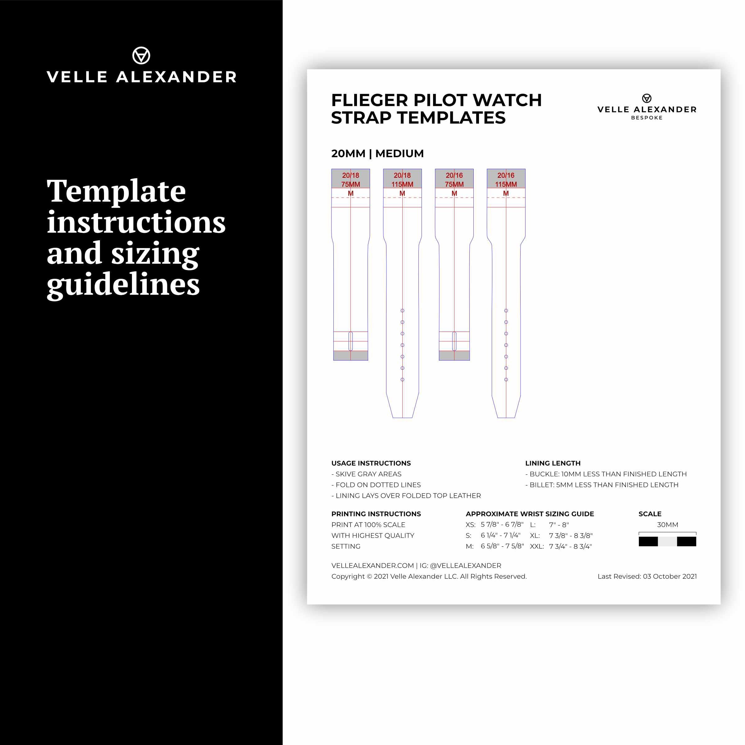 60 Digital Watch Strap Templates | 18mm - 24mm Lug Widths | Flieger ...