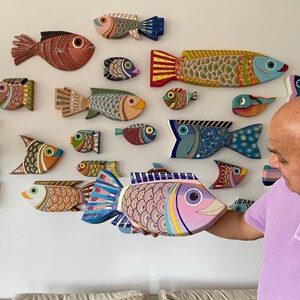 Handmade Wooden Fish, Modern Wood Art, Wood Art for Wall, Painted ...