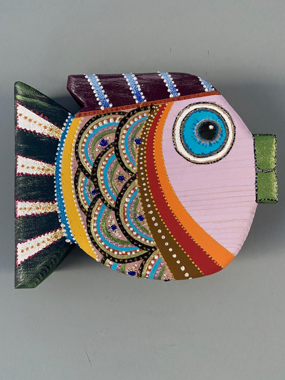 Little Pink Fish,fish Art, Free Shipping Wall Hanging, Small Wooden ...