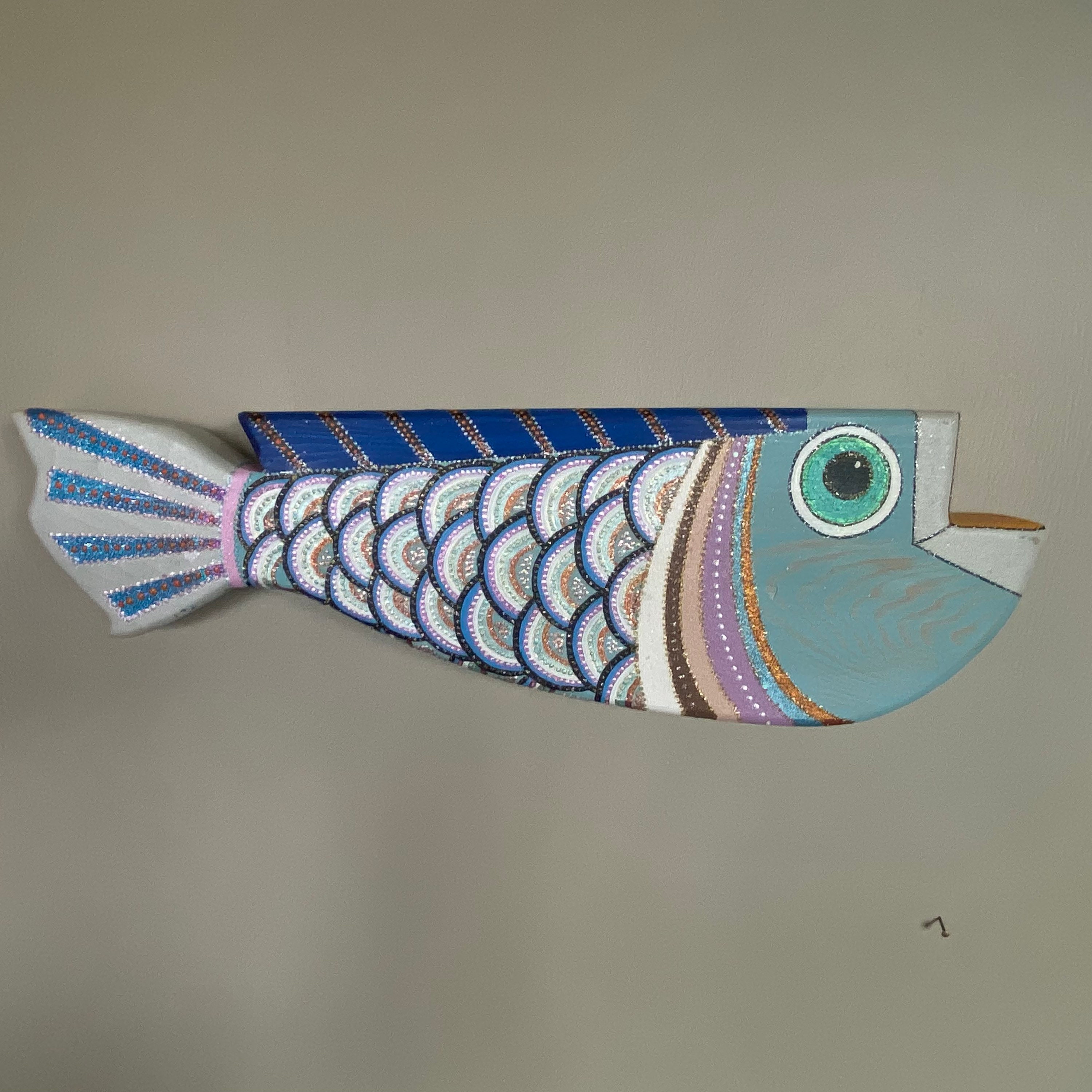 Blue Fish Wall Decor Wooden Fish Wood Art Home Decor - Etsy