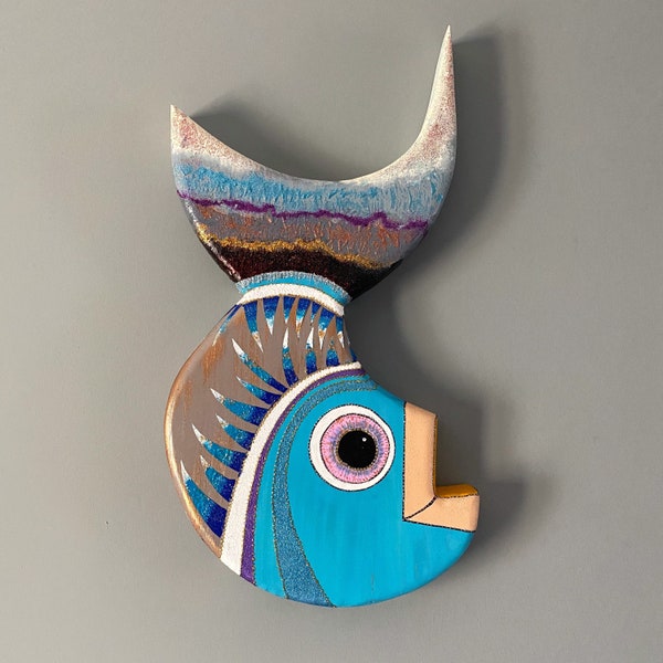 Painted Wood Fish - Etsy