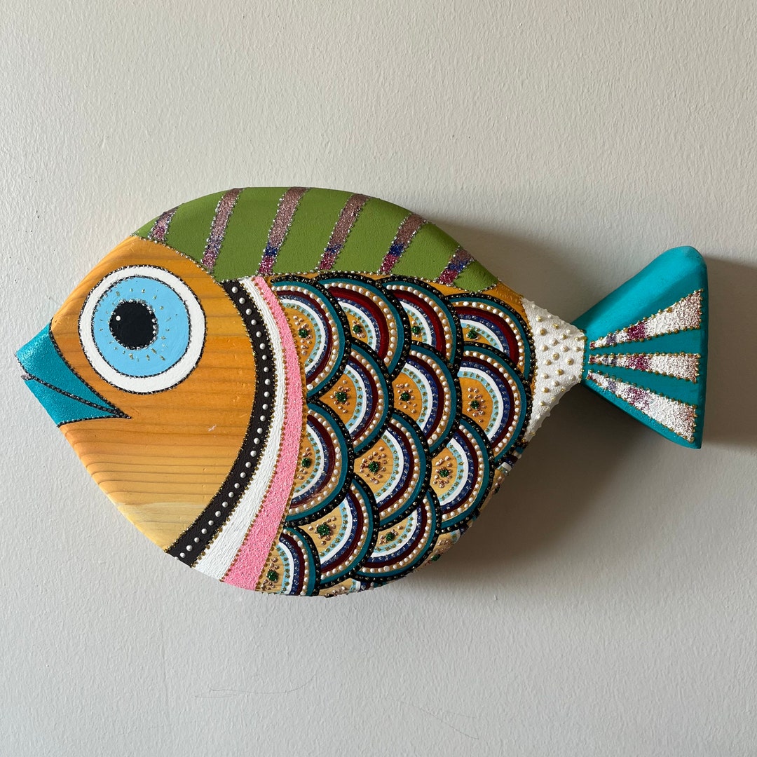 Wooden Fish Wall Hanging, Fish Art, Handmade Colorful Wooden Fish, Free ...