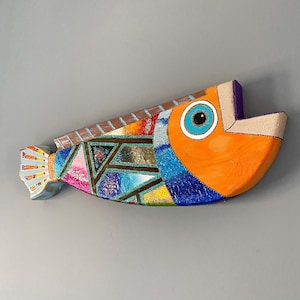 Wood Wall Art, Wood Wall Decor, Fish Art, Handmade Colorful Wooden Fish ...