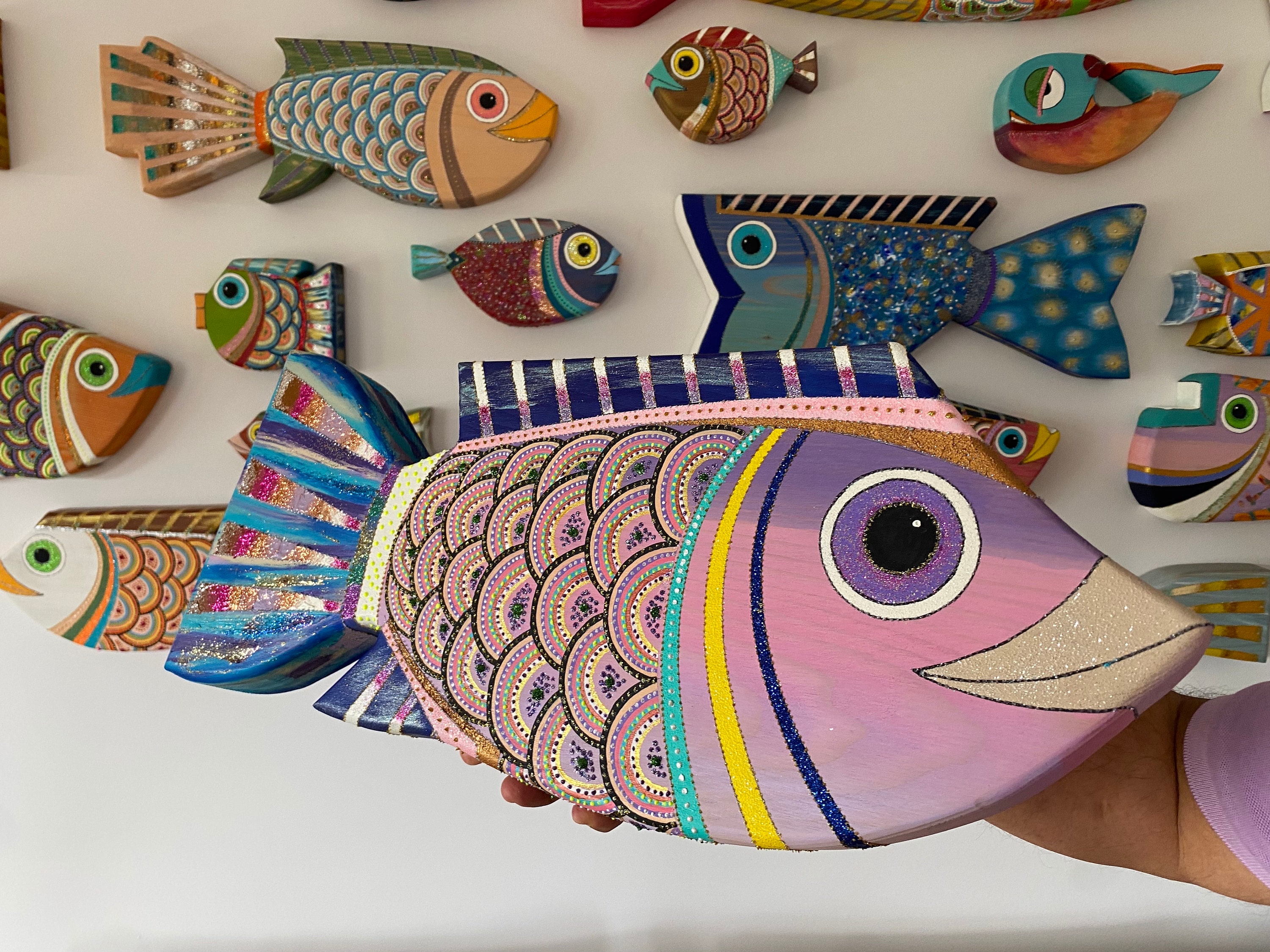 Handmade Wooden Fish, Modern Wood Art, Wood Art for Wall, Painted ...