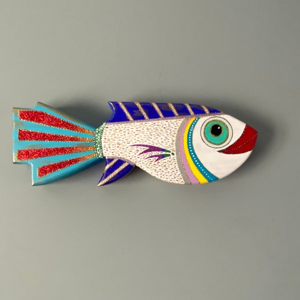 Painted Wooden Fish - Etsy
